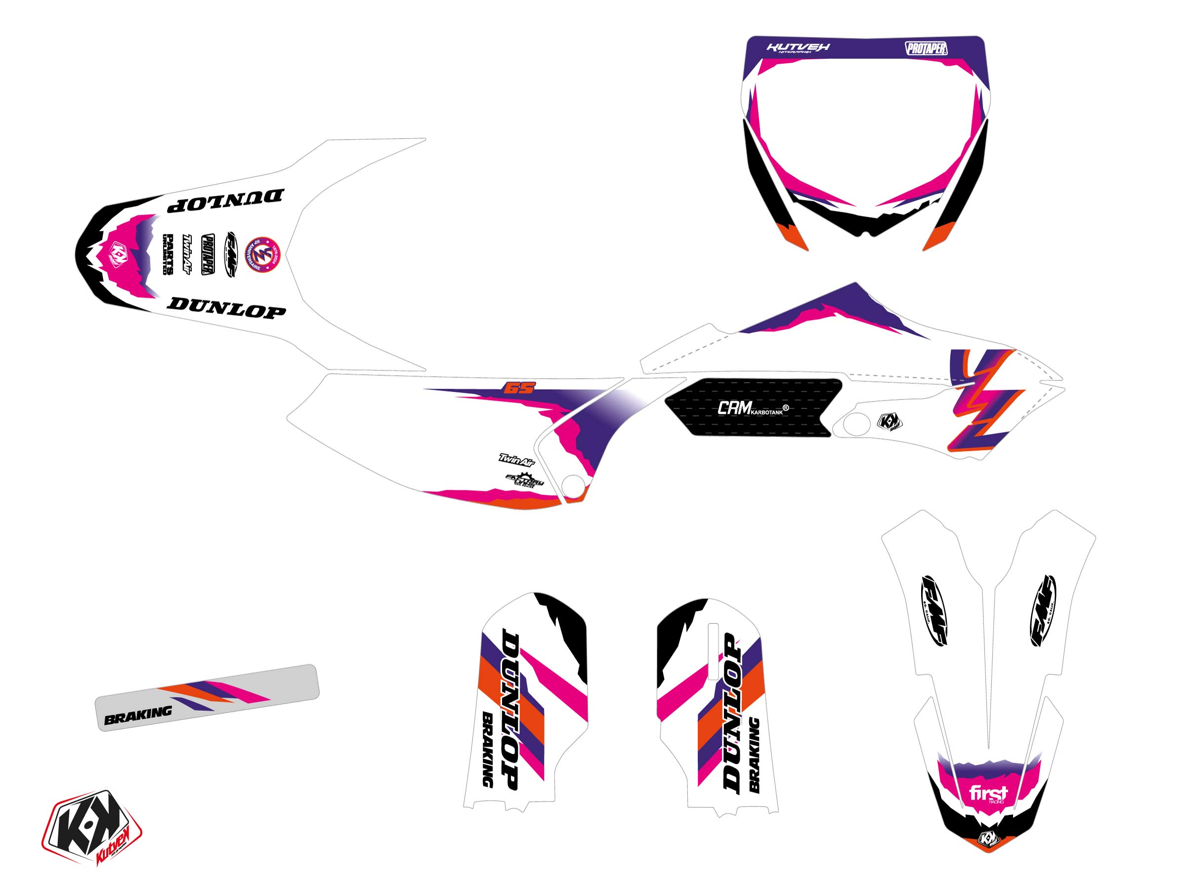 kit déco motocross yamaha fifty blanc | Kutvek