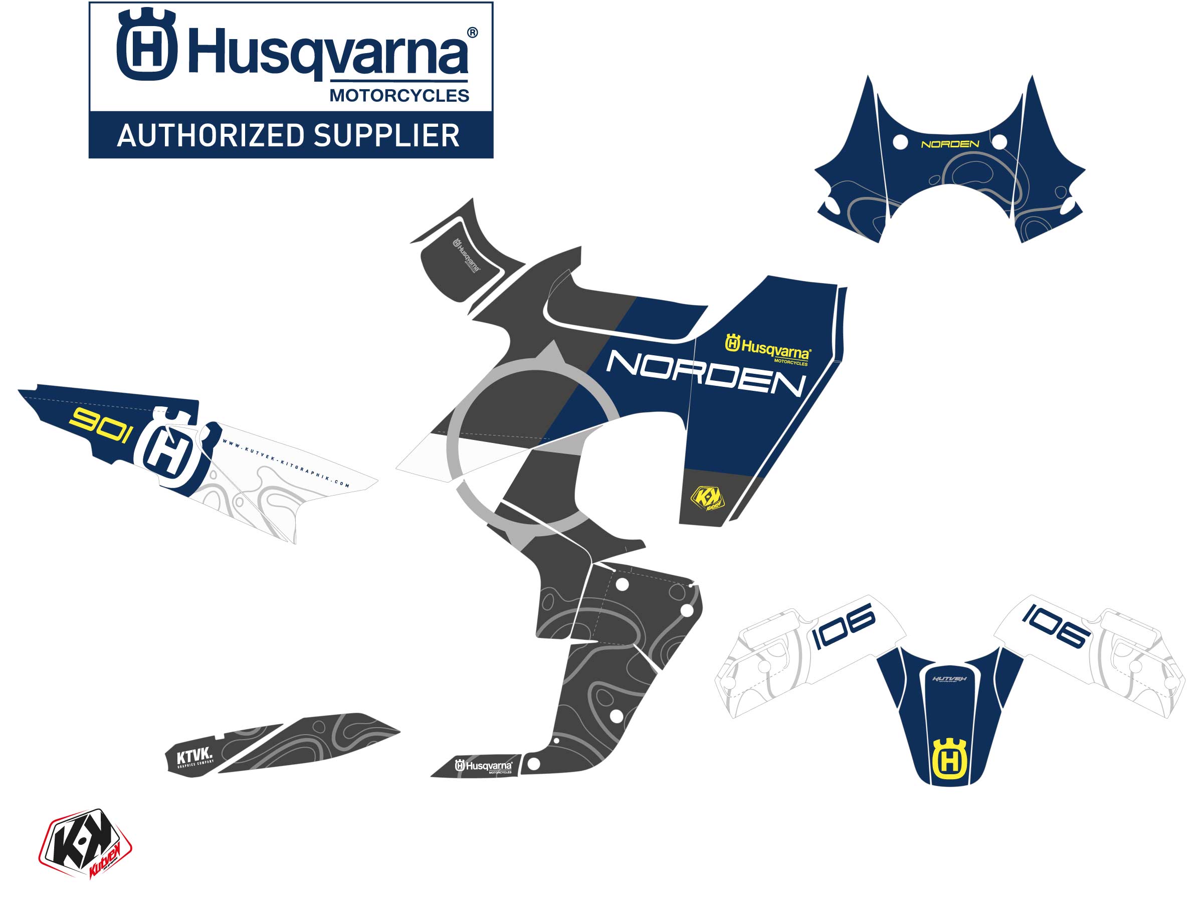 husqvarna street bike kompass graphic kit blue | Kutvek