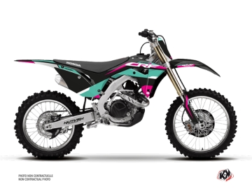 kit déco motocross honda league turquoise | Kutvek
