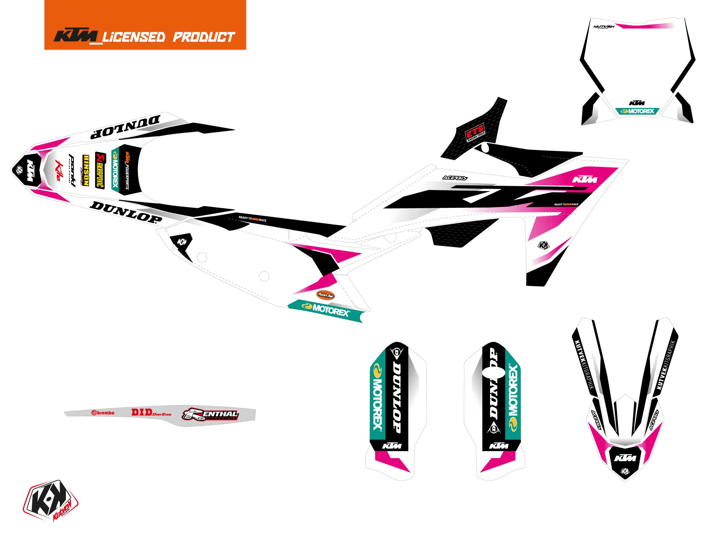 kit déco motocross ktm origin k25 rose | Kutvek