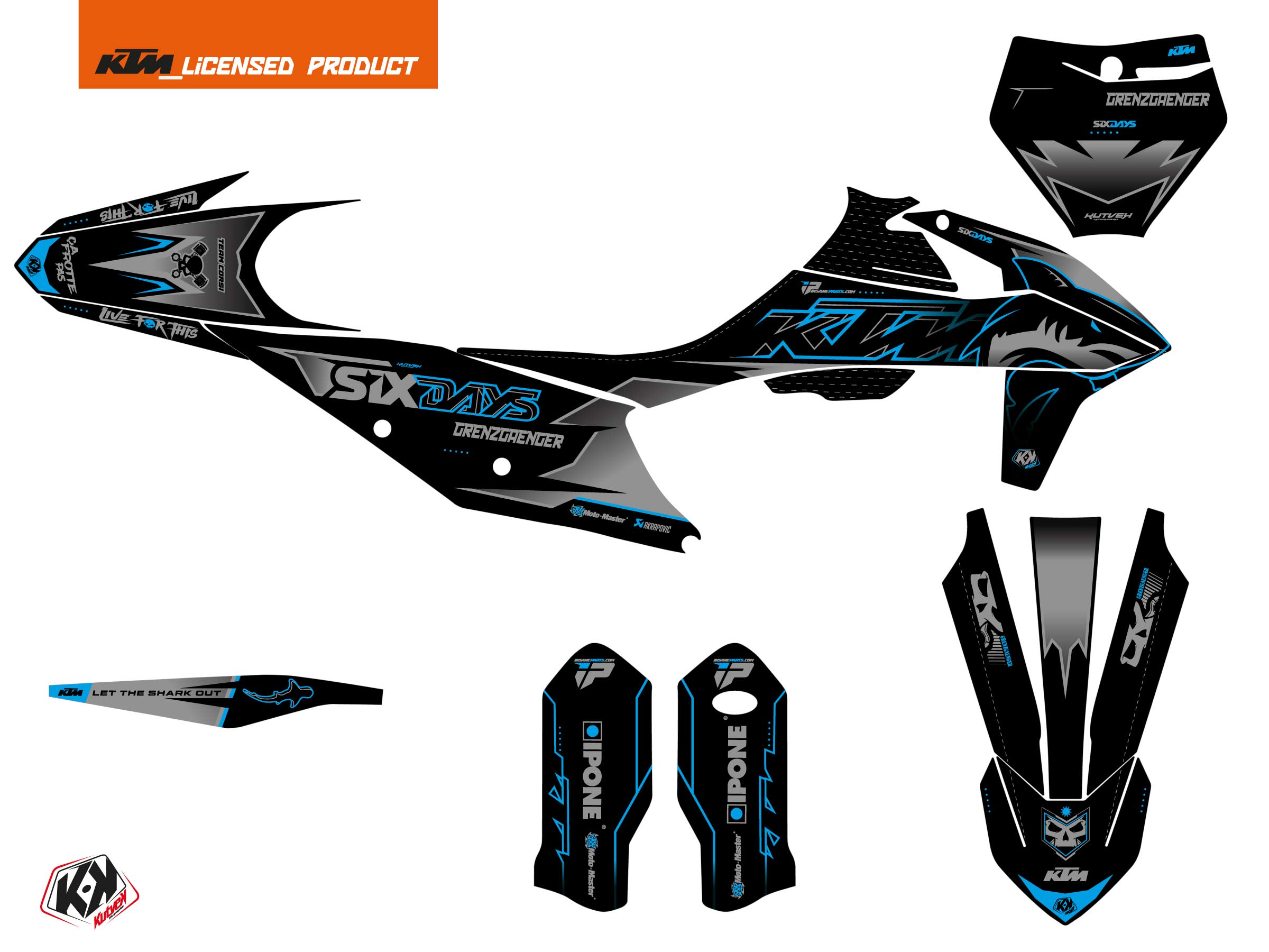 kit déco motocross ktm replica romain corsi shark noir-bleu | Kutvek