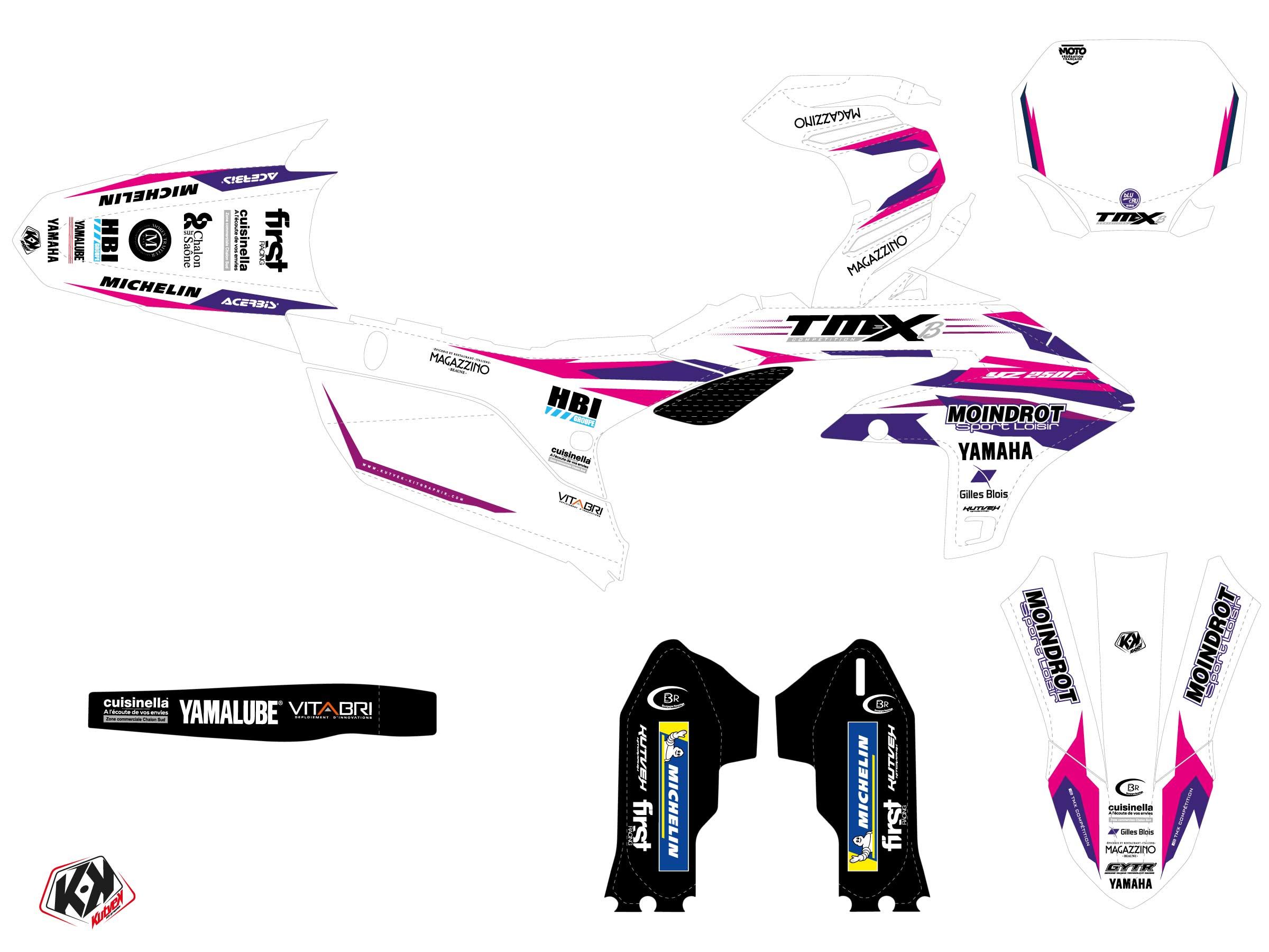 yamaha dirt bike replica team tmx k24 graphic kit white | Kutvek