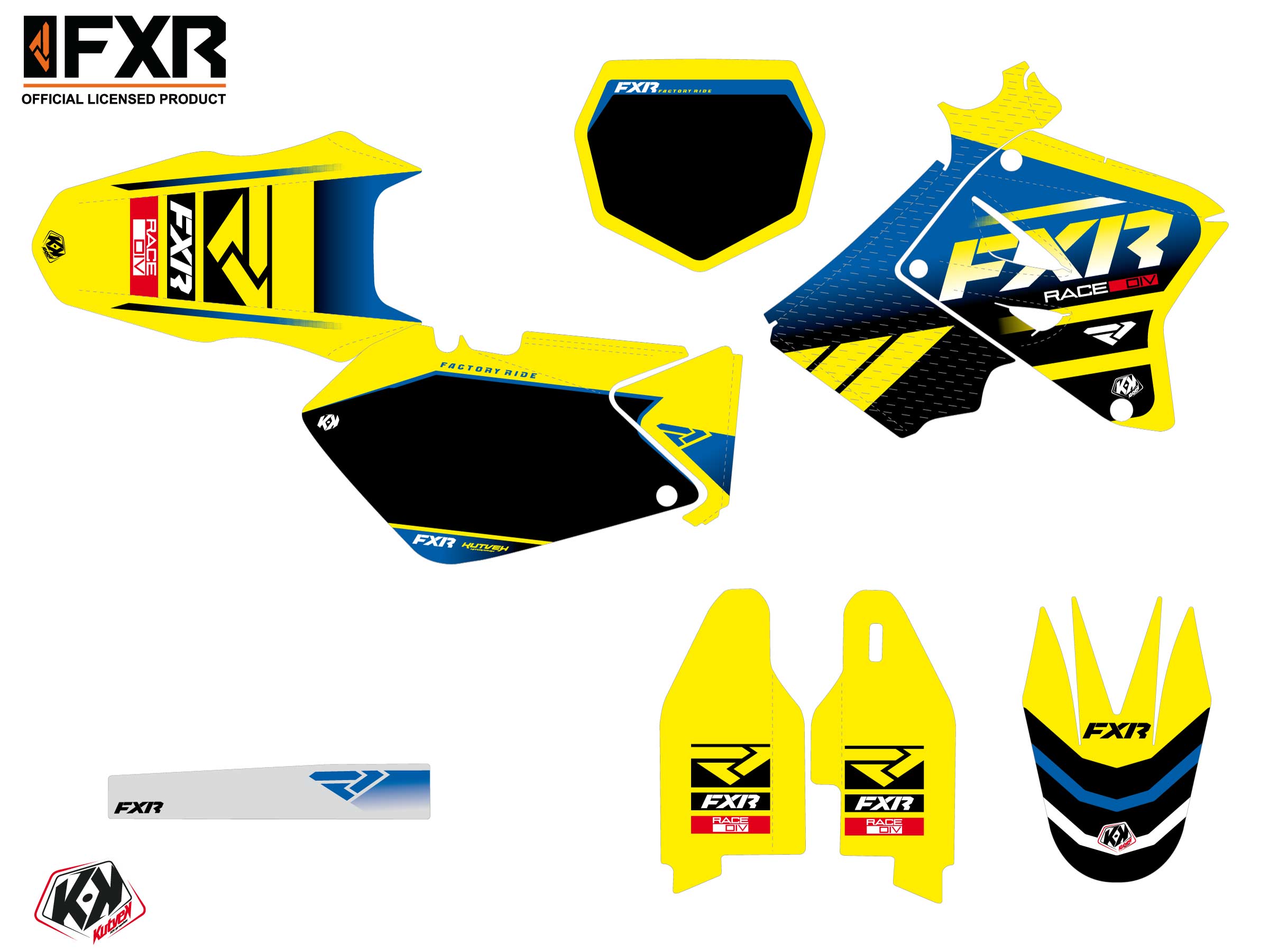 kit déco motocross suzuki fxr revo jaune série | Kutvek